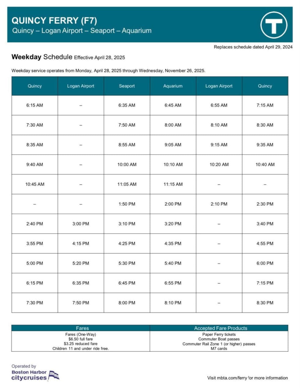 Schedule | Marina Bay Ferry